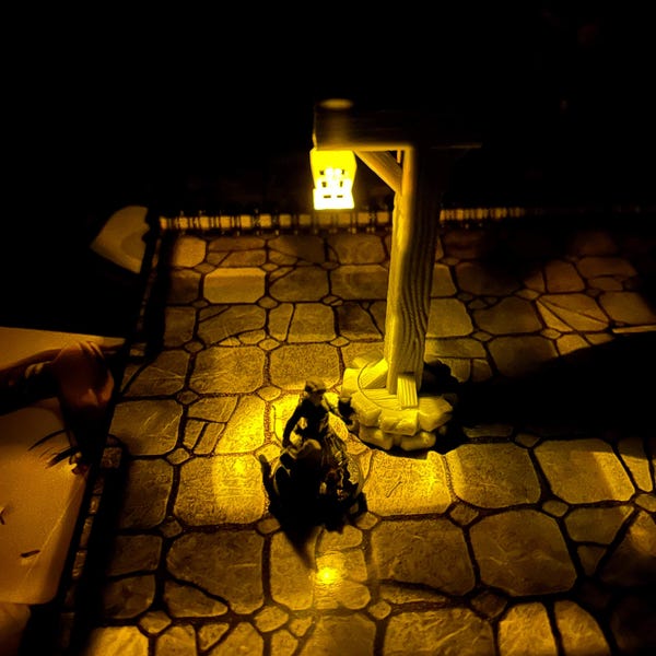 Wooden Lamp Post / Lantern Post on Stone Base for Dungeons and Dragons ...