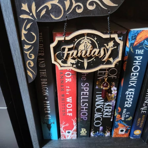 Romantasy Bookcase Sign, Romantasy Bookshelf Sign, Wooden Bookish ...