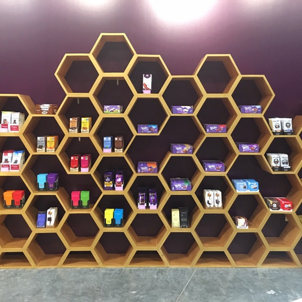 Custom Shelving Unit - Honeycomb Shelves, Retail Display, Hexagon Shelf ...
