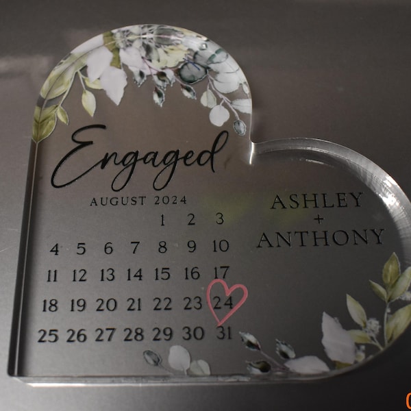 Personalized Engagement Gift, Engaged Calendar Acrylic Plaque ...