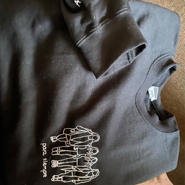 Custom Hand Embroidered Portrait Sweatshirt Couple Shirt Personalized ...