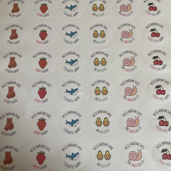Good Work Sticker Mix Teacher Stickers Reward Stickers Personalised ...
