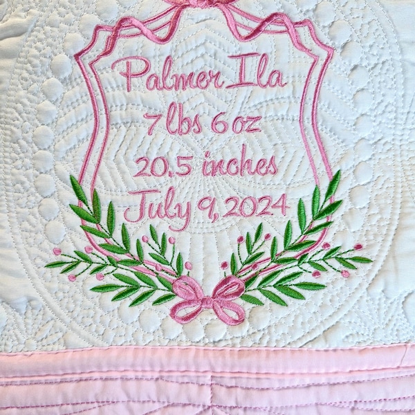 Bows and Branches Monogram Baby Floral Double Crest Stitch Machine ...
