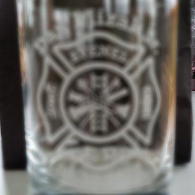 Personalized Fireman Engraved Glass, SHIPS FAST, Etched Rocks Glasses ...