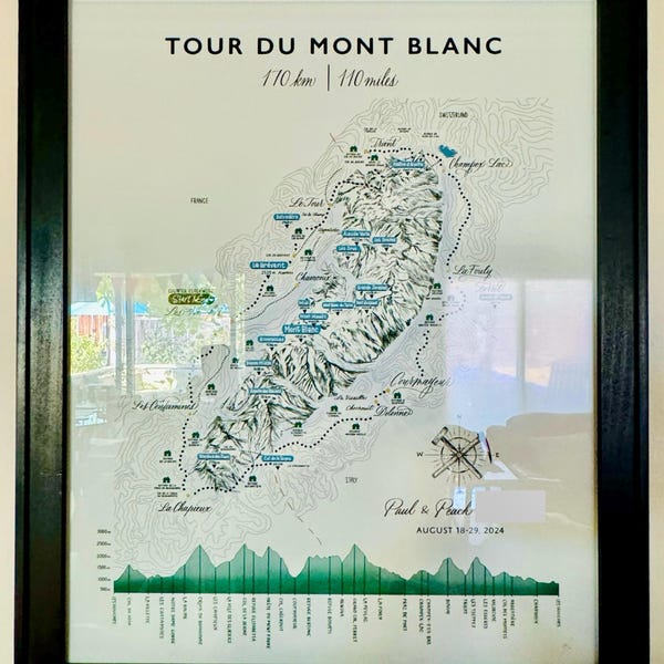Tour Du Mont Blanc Trail Map (customizable!) - Refugios - TMB Map ...