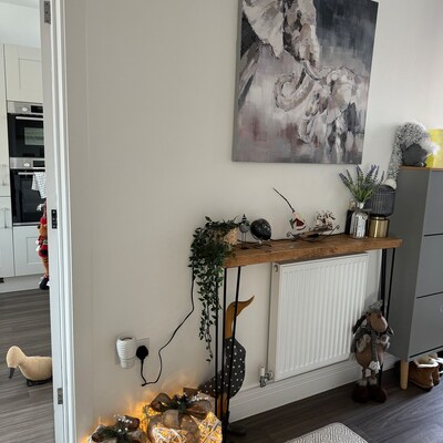 Omni Rustic Console Table With Black 3 Pin Hairpin Legs. hallway Table ...