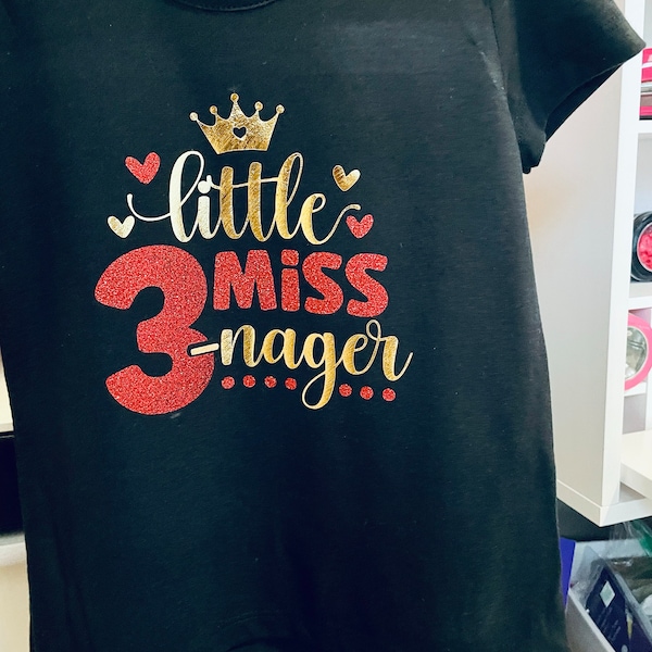 Little Miss Threenager SVG - 3rd Princess Birthday Girl - Digital ...