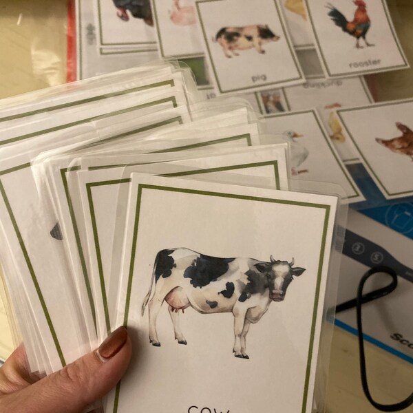 Farm Animals Flashcards. Toddler Watercolor Digital Cards. Preschool ...