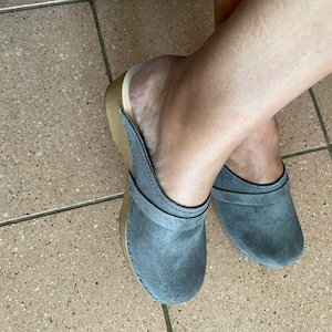 White WOODEN Clogs for Women Open Back White LEATHER Women Low Heel ...