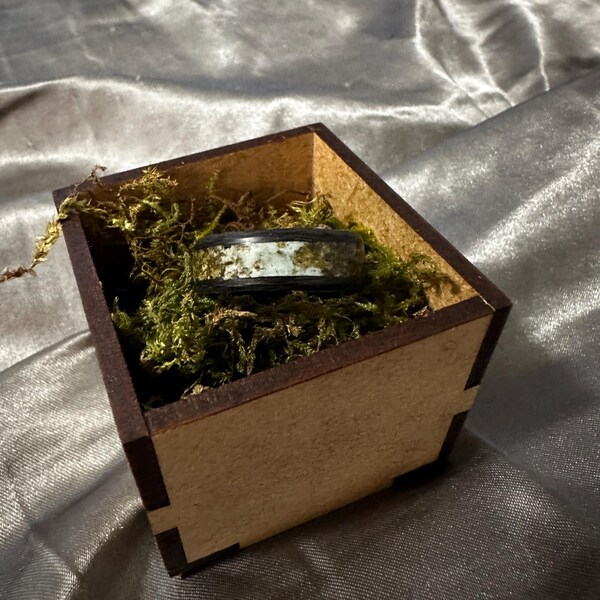 Dark Wood Cannabis Gold 24K Glow Titanium Ring, Weed Wedding Ring ...