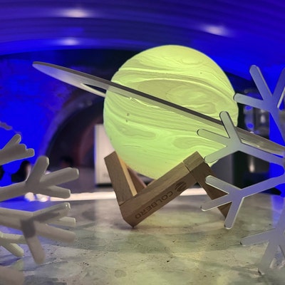 Saturn Lamp With Colored LED and Stand Night Light for Bedroom Space ...