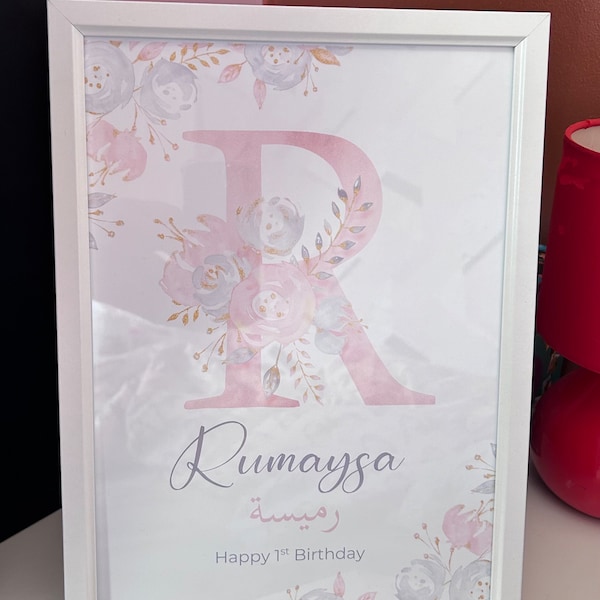 Personalised Islamic Frame, Islamic Name Print, Muslim Baby Frame ...