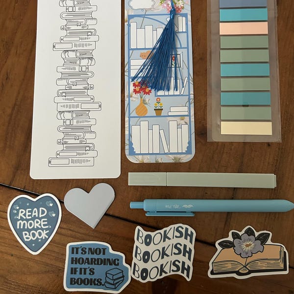 Book Annotation Set: Reading Log, Tabs, Bookmark, Pen & Stickers - Etsy