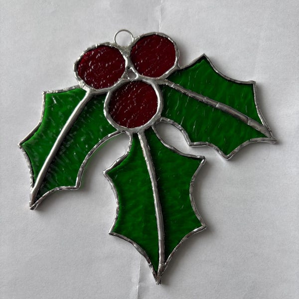 Digital Download Christmas Holly Stained Glass Pattern, Stained Glass ...