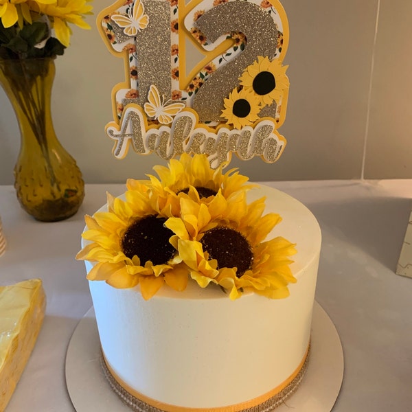 Custom Sunflower Cake Topper , Sunflower Cake Topper , Sunflower ...