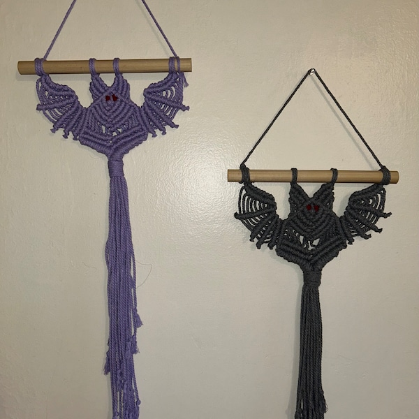 Macrame Bat Patterns, Gifts for Witches, Modern Halloween, Macrame ...