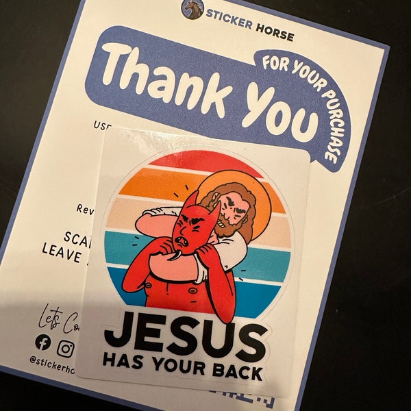 Jesus Has Your Back Sticker, Sarcastic Jiu Jitsu Jesus Sticker, Funny ...