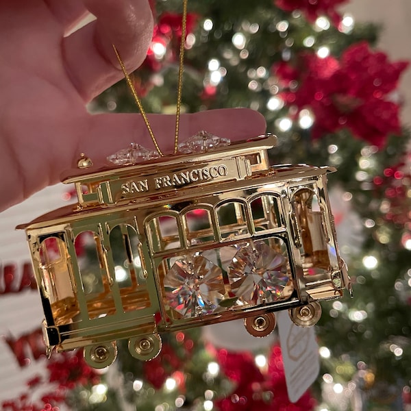 Handmade 24K Gold Plated Cable Car Hand Decorated W/ Swarovski Crystals ...