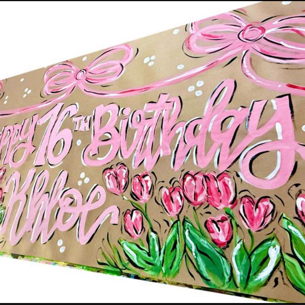 Birthday Banner - Custom Party Banner - Kraft Paper Banner - Hand ...