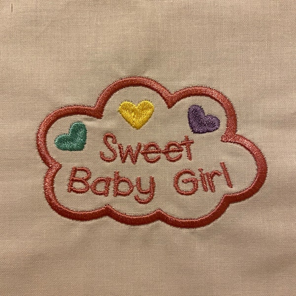 Baby Girl Machine Embroidery Applique Design, Cute Baby Embroidery ...