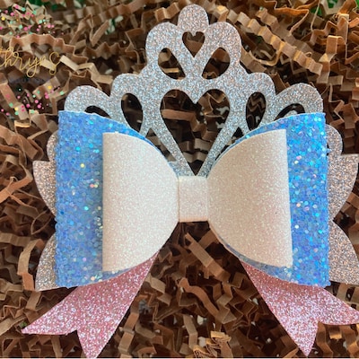 Princess Bow SVG, Crown Bow Template SVG, Tiara Hair Bow Bundle, Ariel ...