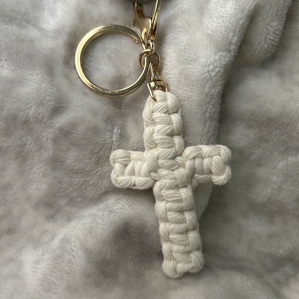 Macrame Cross Keychain - Etsy