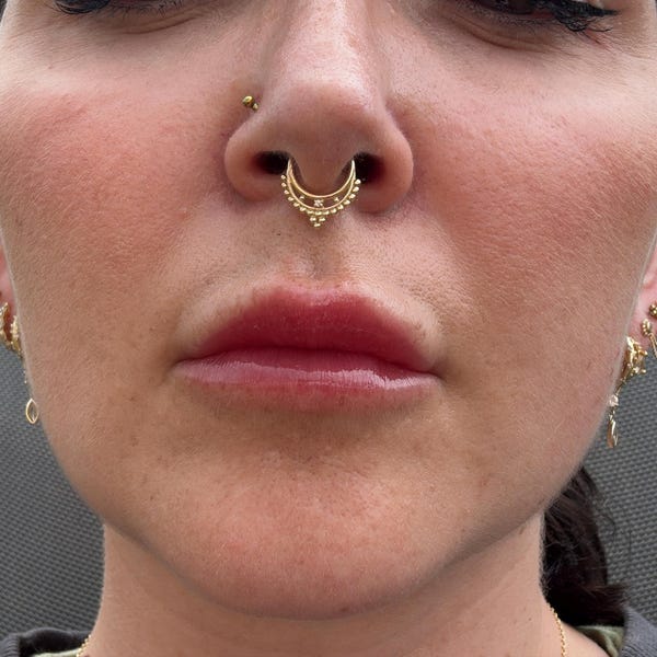 14K Solid Gold Sparkly Double Sequin Double Chain Attachment Triple ...