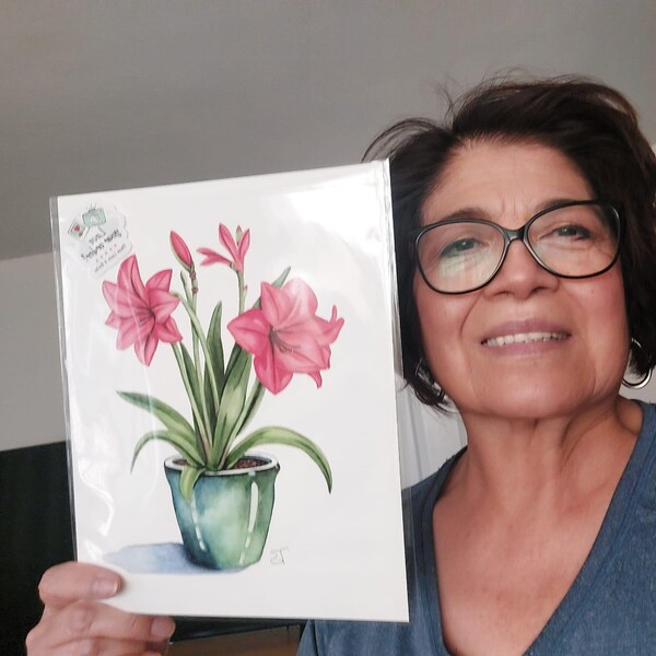 Hand Painted Amaryllis Watercolor Print: Fine Art Wall Decor - Etsy