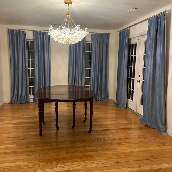 Pair of Baby Blue Velvet Curtains, Bedroom Velvet Curtains, Living Room ...