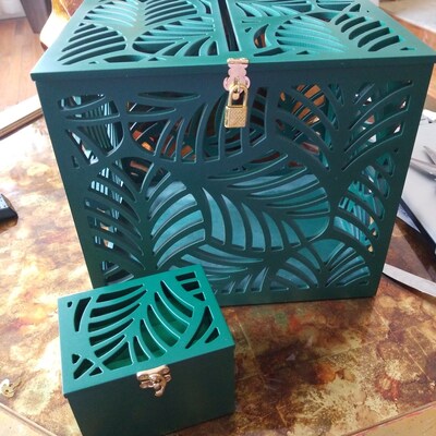 Palm Leaves Wedding Card Box&ring Box-palm Fronds Wedding Set-tropical ...