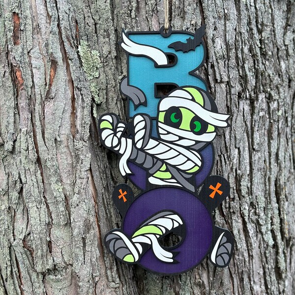 MUMMY "boo" Sign - Halloween - Laser Ready File - Glowforge and Other ...