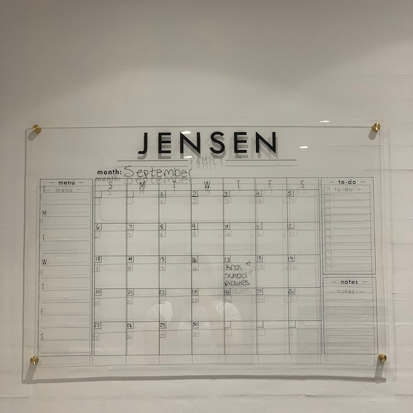 Custom Acrylic Calendar W/ Notes Box, Priorities Box, and Reminders Box ...