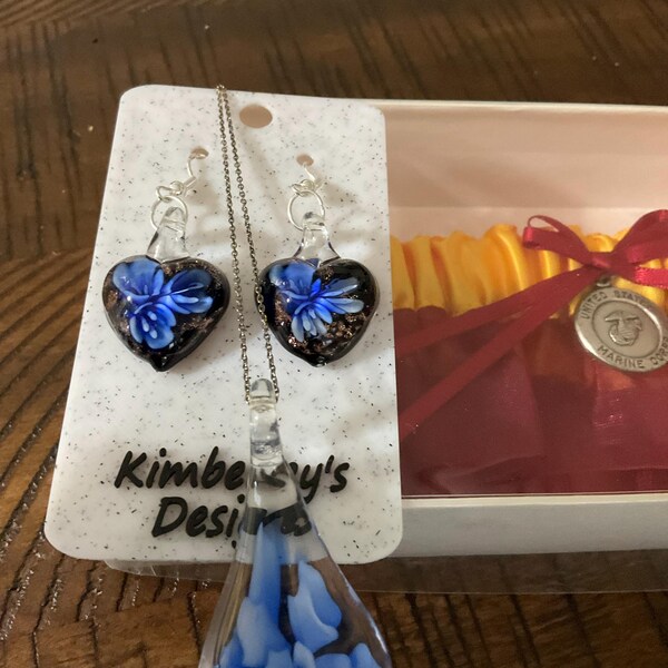 Dual Swirl Heart Pendant Necklace | Glass Heart Pendant | Swirl Heart ...