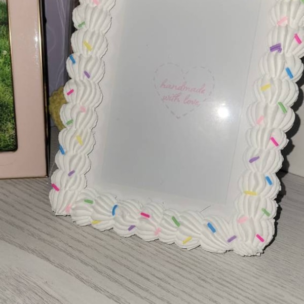 Fake Cake Photo Frame White With Colorful Sprinkles 4x6 / 5x7 / 8x10 ...