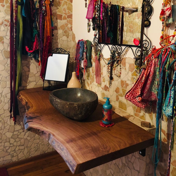 Vanity Top Rose Oak From One Piece Tree Edge Rustic Table Top Solid Wood Top Vanity Coffee Table ...