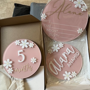 Acrylic Baby Name Announcement, Daisy Baby Hospital Sign, 3D Baby Name ...