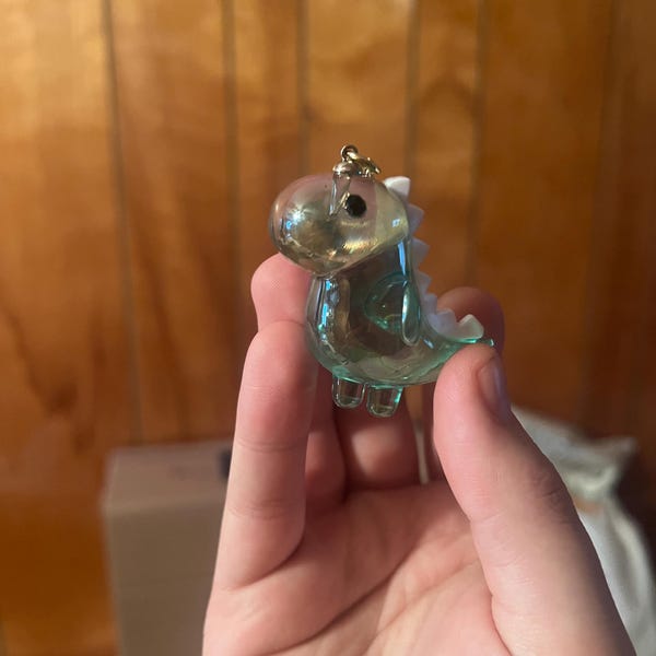 Iridescent Dinosaur Keychain – Cute Acrylic Dino Charm for Bags ...