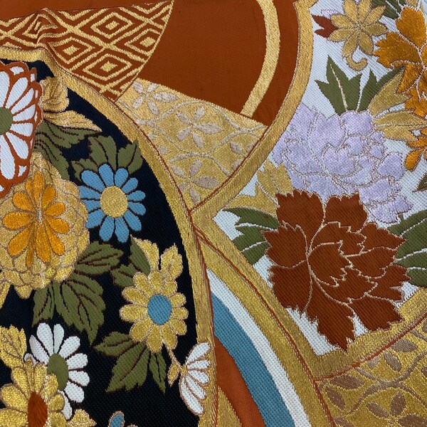 Shipping Free Vintage Japanese Obi 100% Silk, Rare, Patterns on Both ...