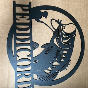 Fish Metal Name Sign, Bass Fishing Metal Monogram, Fishing Gifts for ...