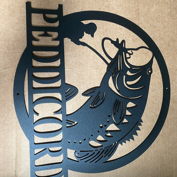 Fish Metal Name Sign, Bass Fishing Metal Monogram, Fishing Gifts for ...