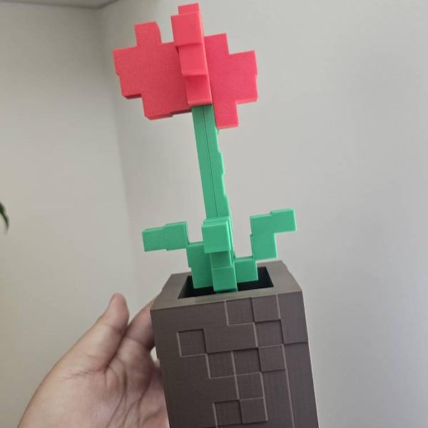 Minecraft Style Rose - Custom Colors - Desk Accessory - Gift for Gamers ...