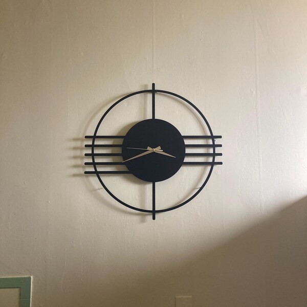 Minimalist Large Metal Wall Clock, Modern Line Metal Wall Clock ...