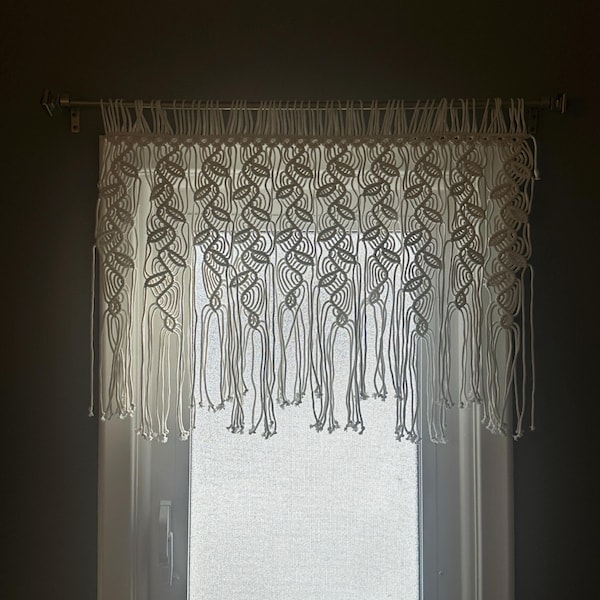 Window Valances, Window Treatment, Macrame Window Banner, Kitchen ...