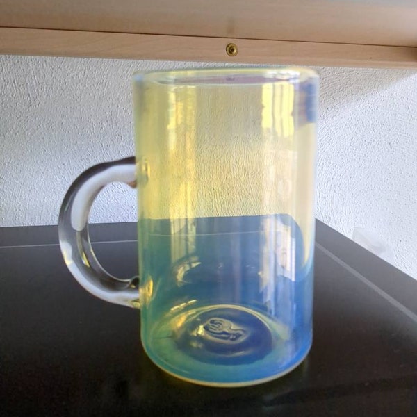 Color Changing Glass Mug Handblown Coffee and Tea Cup Iridescent Glass ...