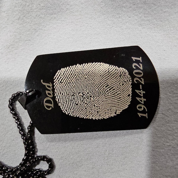 Personalized Fingerprint Dog Tag W/ Two Name - Laser Engraved ...