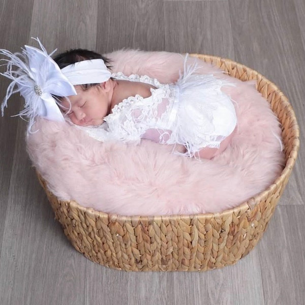 ROMPER ONLY, White Lace and Feather Romper, Newborn Photo Prop, Newborn ...