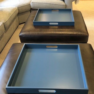 24 X 24 Large Square Tray With Handles, Coffee Table Ottoman Tray - Etsy