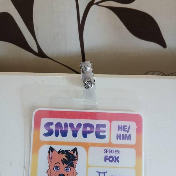 PHYSICAL Custom Fursona ID Badge With Clip -- Furry Convention Lanyard ...