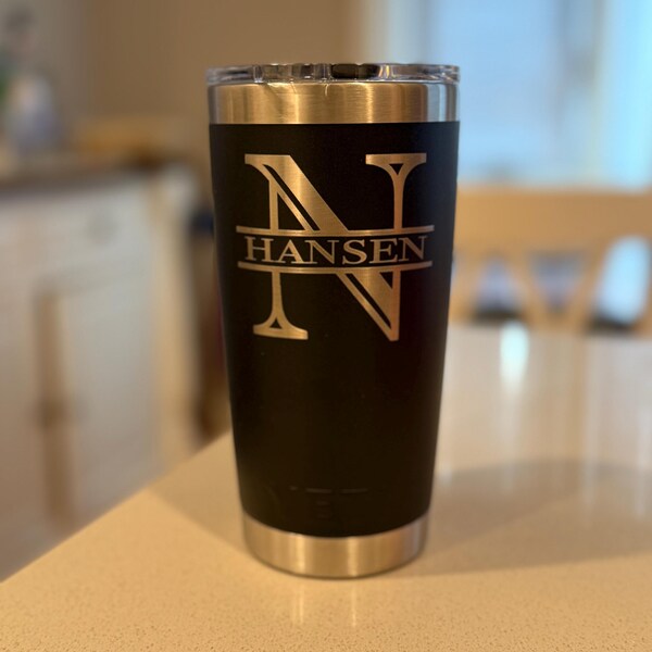 Personalized Initial YETI Tumbler: Laser Engraved 20 Oz Stainless Steel ...