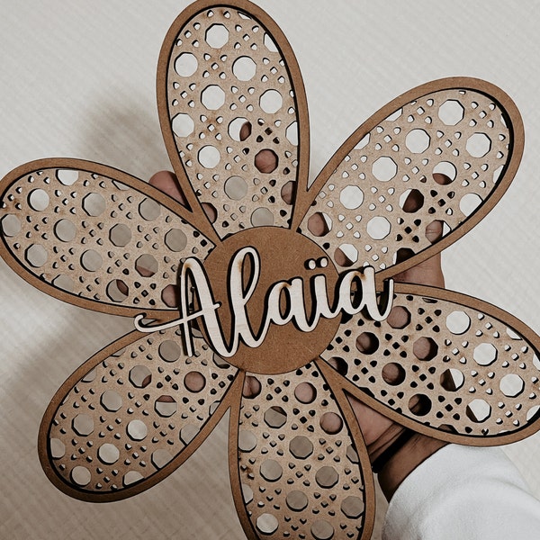 11” Rattan Daisy, Boho Daisy, Nursery Sign, Farmhouse Style ...